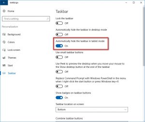 How to auto-hide taskbar in desktop mode or tablet mode in Windows 10 ...